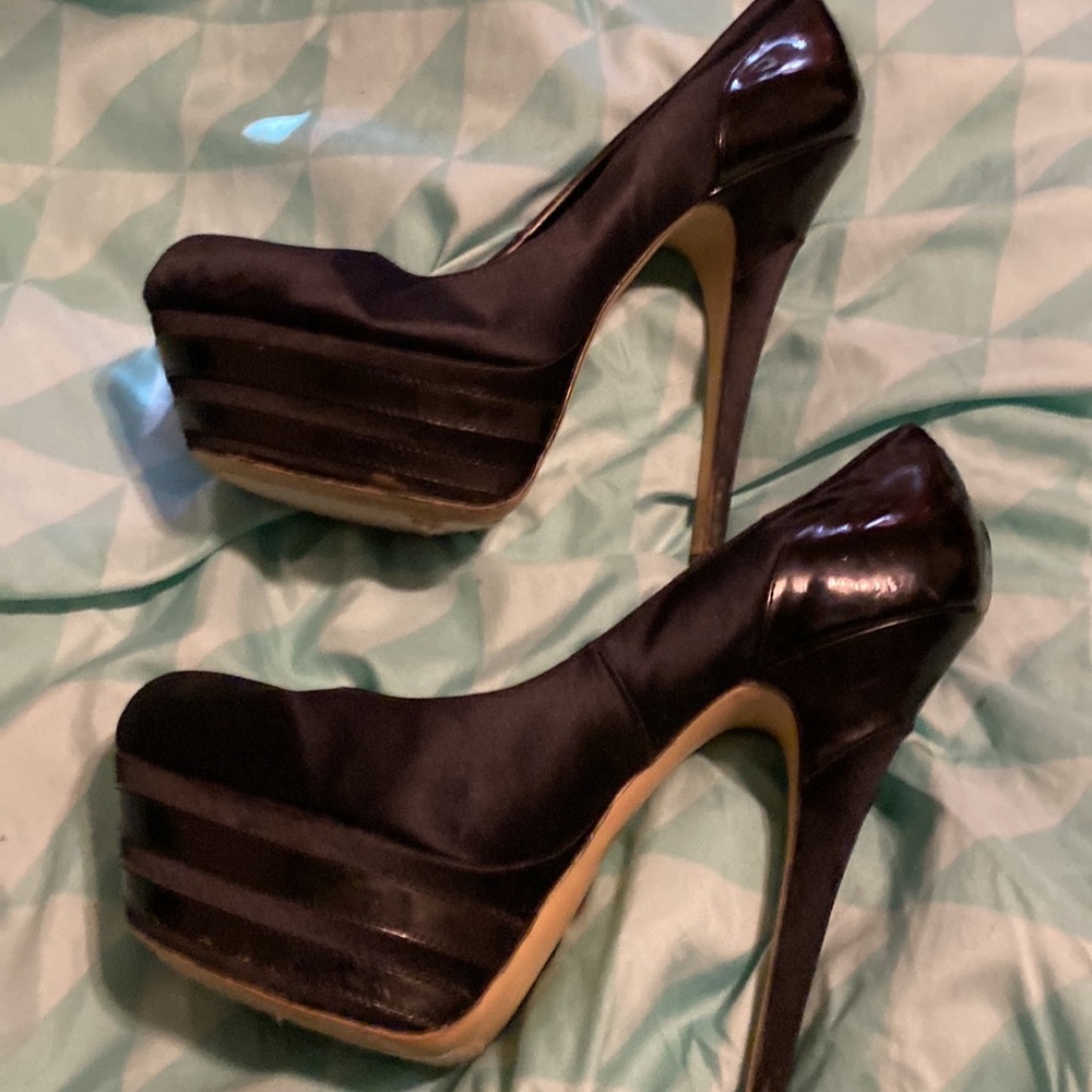 Bebe Platform Stiletto Black Heels - Gem